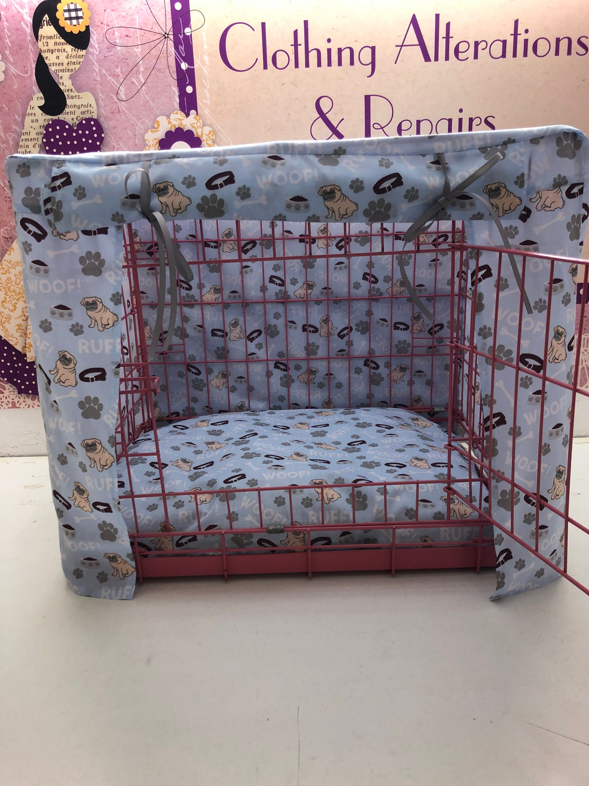 Made to measure pug dog crate / cage cover/ pet bed | Etsy