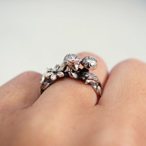 Enchanted Forest Ring • 925 Sterling Silver • 3D Hedgehog Mushroom ...