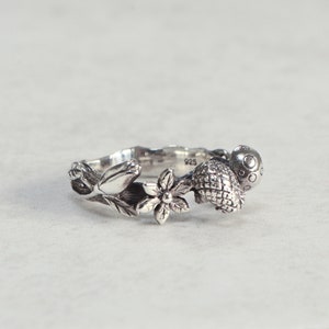 Enchanted Forest Ring • 925 Sterling Silver • 3D Hedgehog Mushroom ...