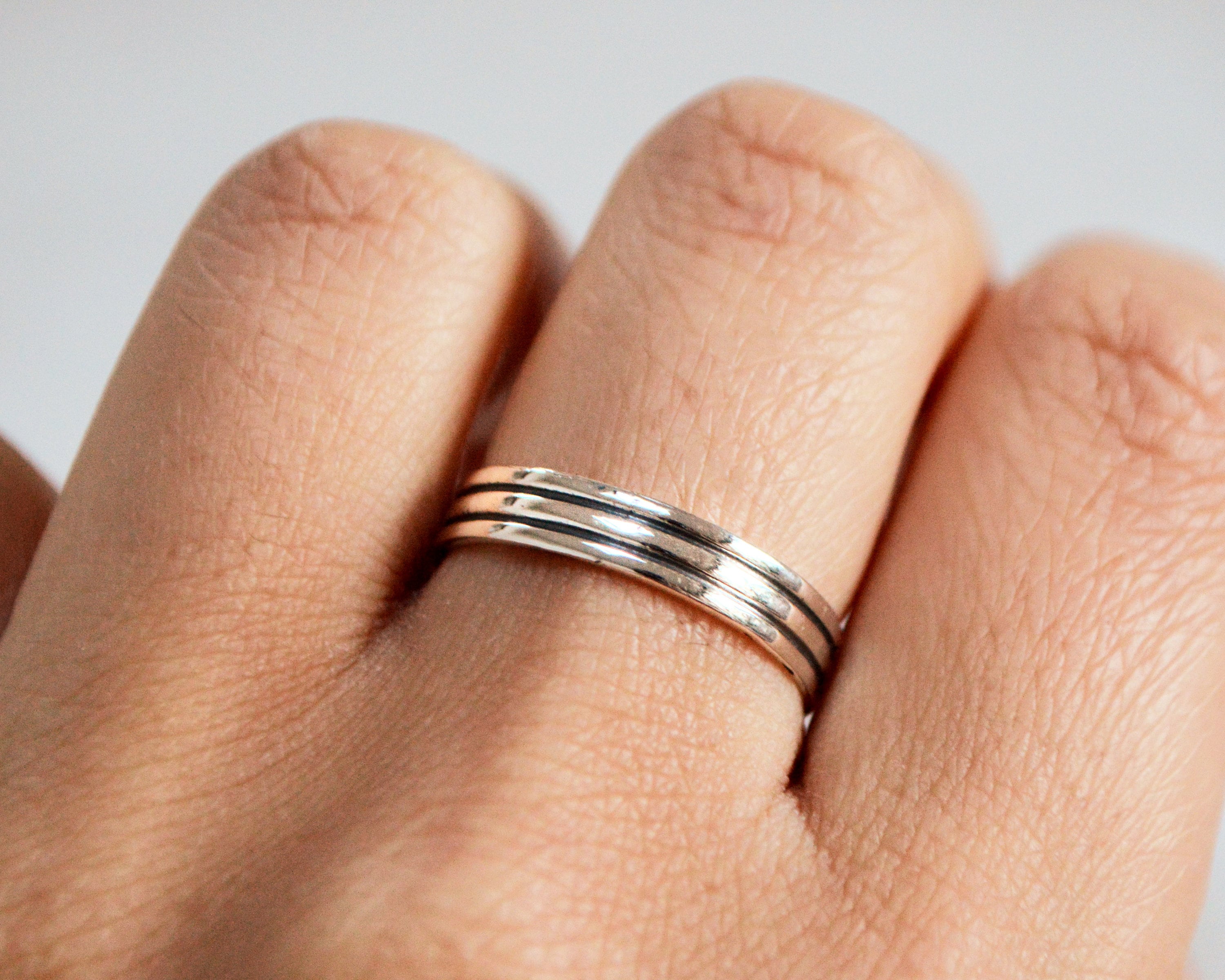 Triple Band Ring 925 Sterling Silver | Etsy