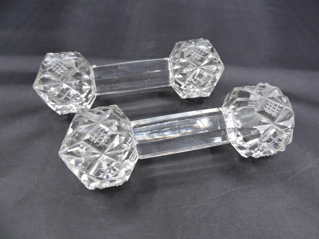 Crystal Knife Rest Faceted Cut Large Vintage Set of Two Multi Design ...