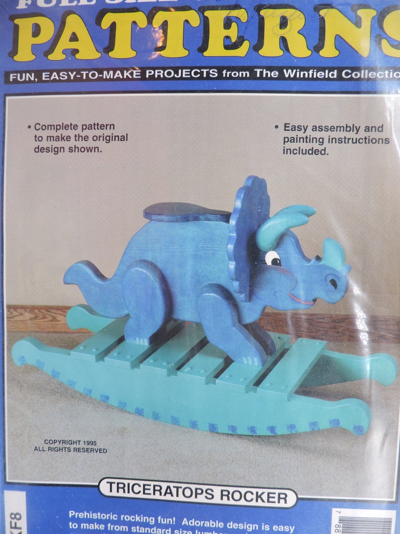 Triceratops Dinosaur Rocker Full Size Easy to Make Pattern Number KF8 ...