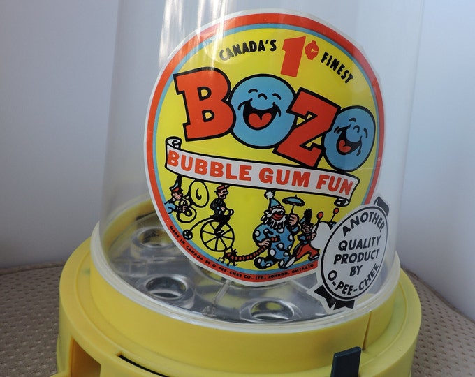 Vintage Bozo 1 Cent Bubble Gum Machine O-PEE-CHEE CO Counter Round ...