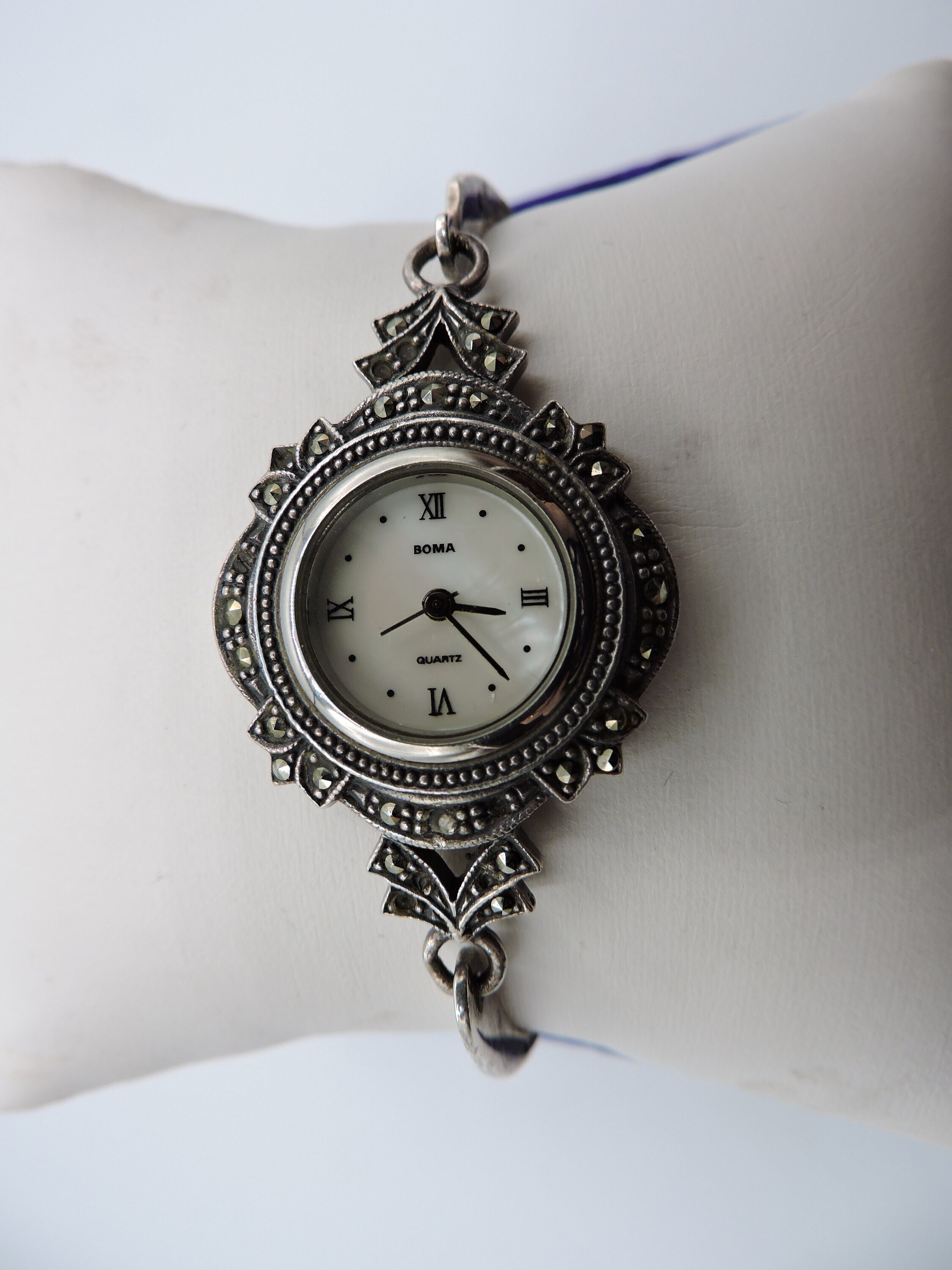 Silver Marcasite Boma Quartz Watch Surrounded With Silver Marquasite ...