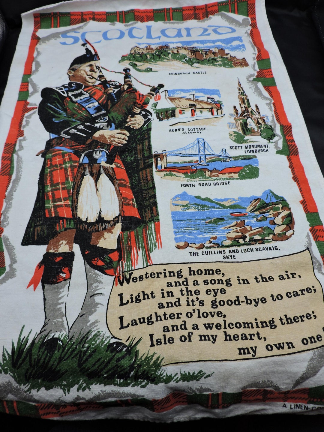 Scotland Poem Tourist Sights Souvenir Scottish Tea Towel Edinburgh ...