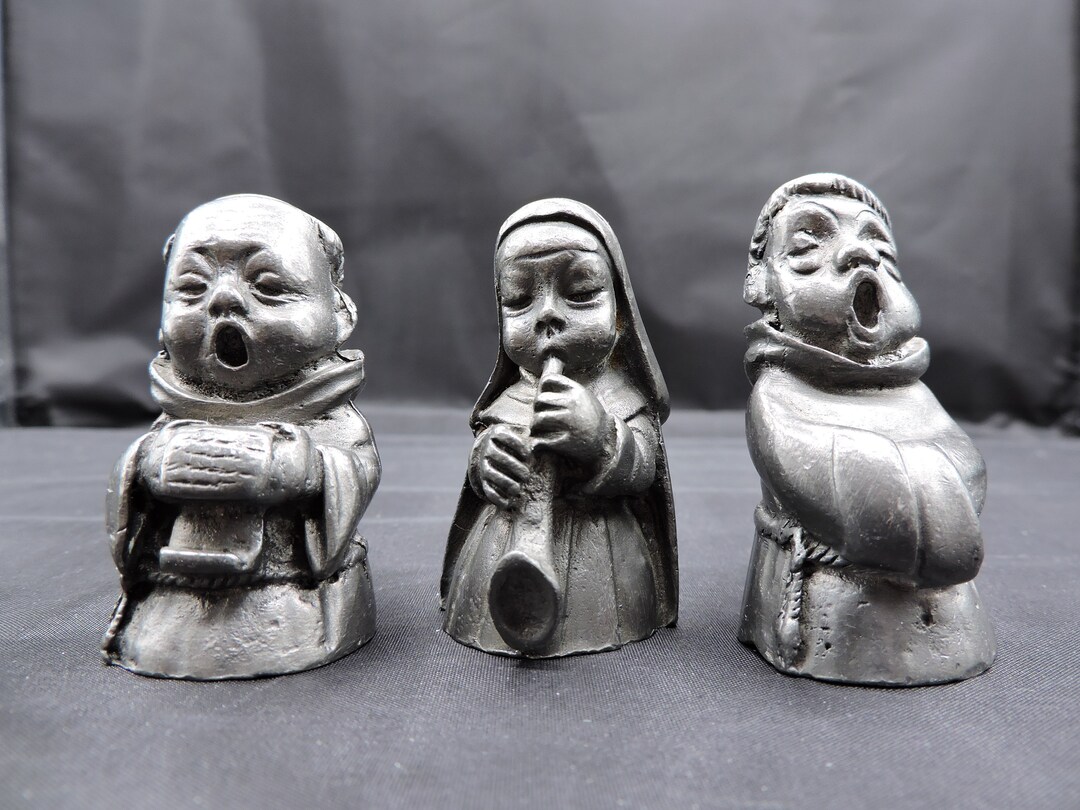 Peltro Italy Franciscan Monk Pewter Band 3 Figures 2 Singers and ...