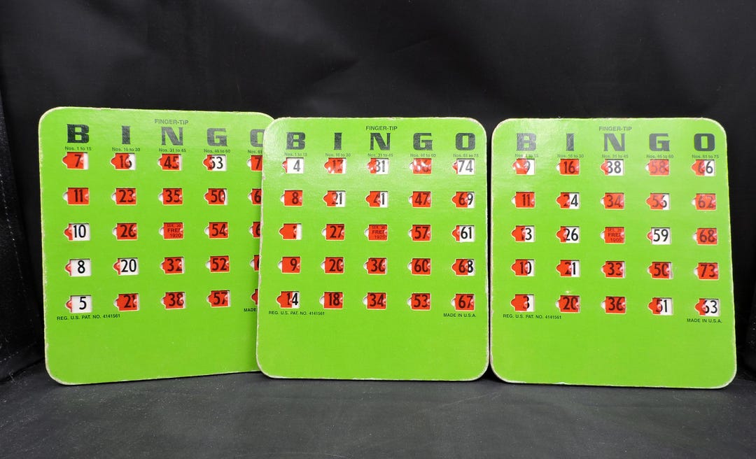 BINGO Finger Tip Slide Window 3 Vintage Playing Cards Heavy Duty Thick ...