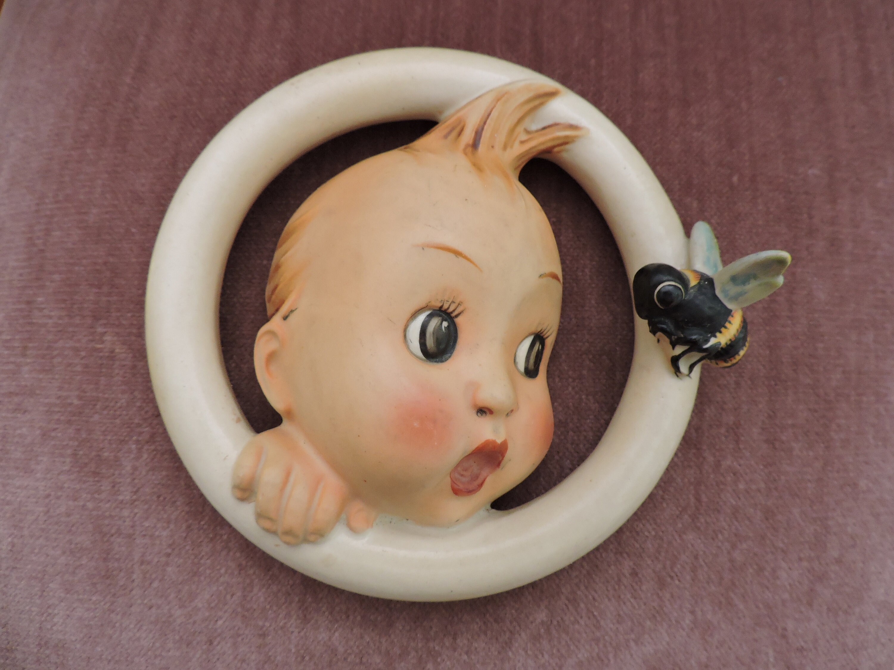 Vintage Hummel Ba Bee Ring Baby Boy Wall Plaque US Zone Germany 30/0A ...
