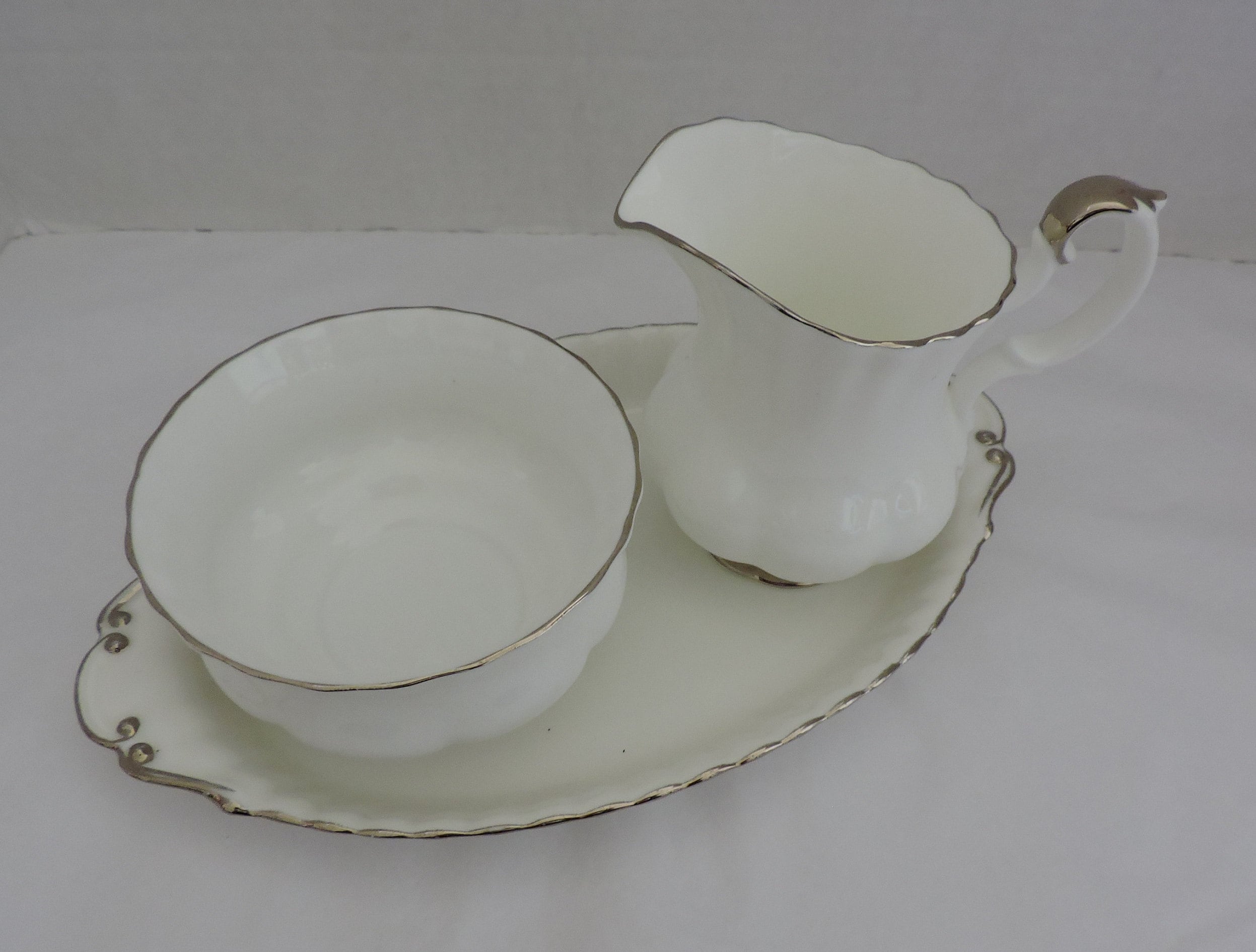 Royal Albert Chantilly Pattern Large Cream & Sugar W/ Underplate ...