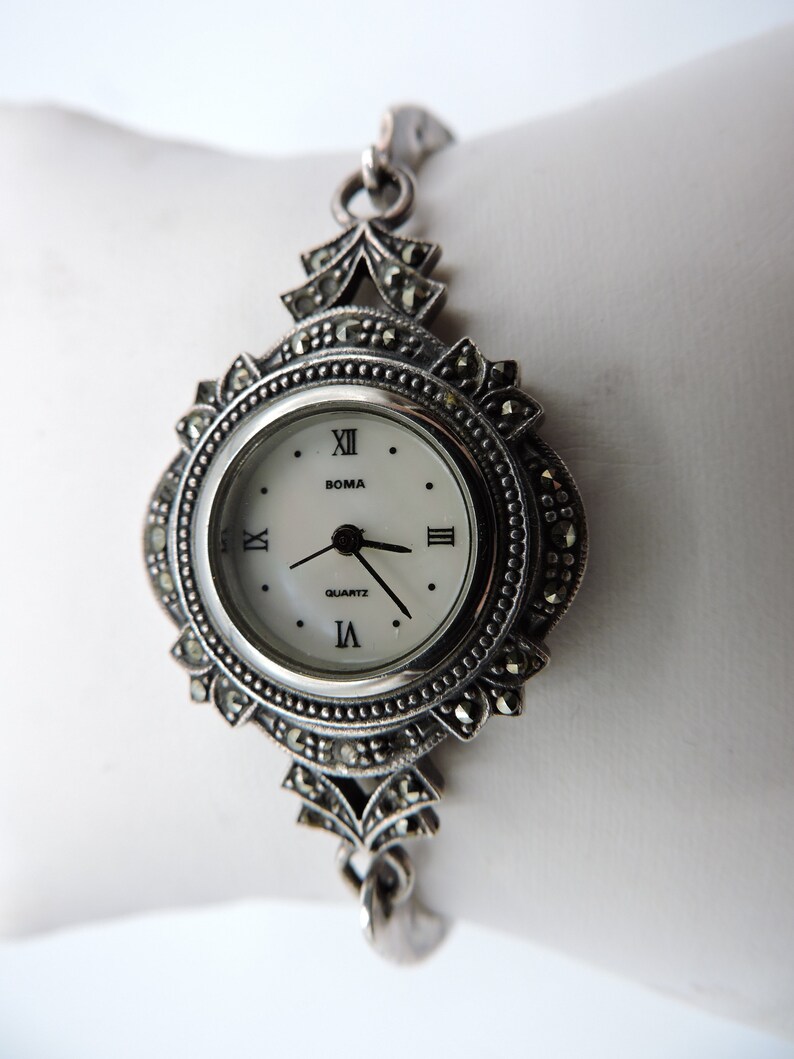 Silver Marcasite Boma Quartz Watch Surrounded With Silver Marquasite ...