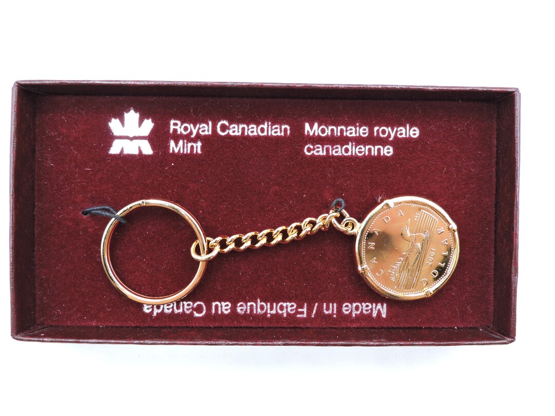 Loonie One Dollar Canada Coin in Gold Tone Bezel Keychain Key - Etsy
