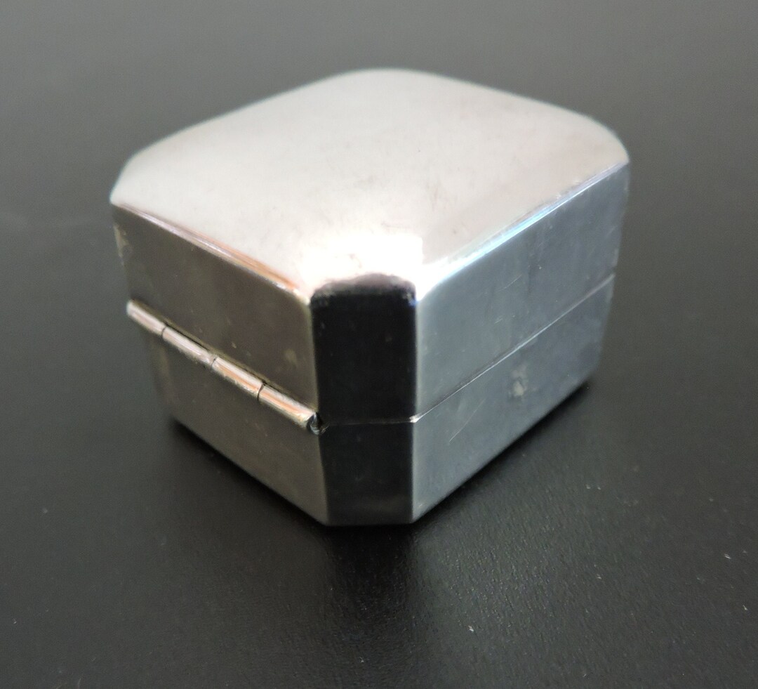 Birks Double Ring Sterling Silver Square Top Engagement Marriage Ring ...