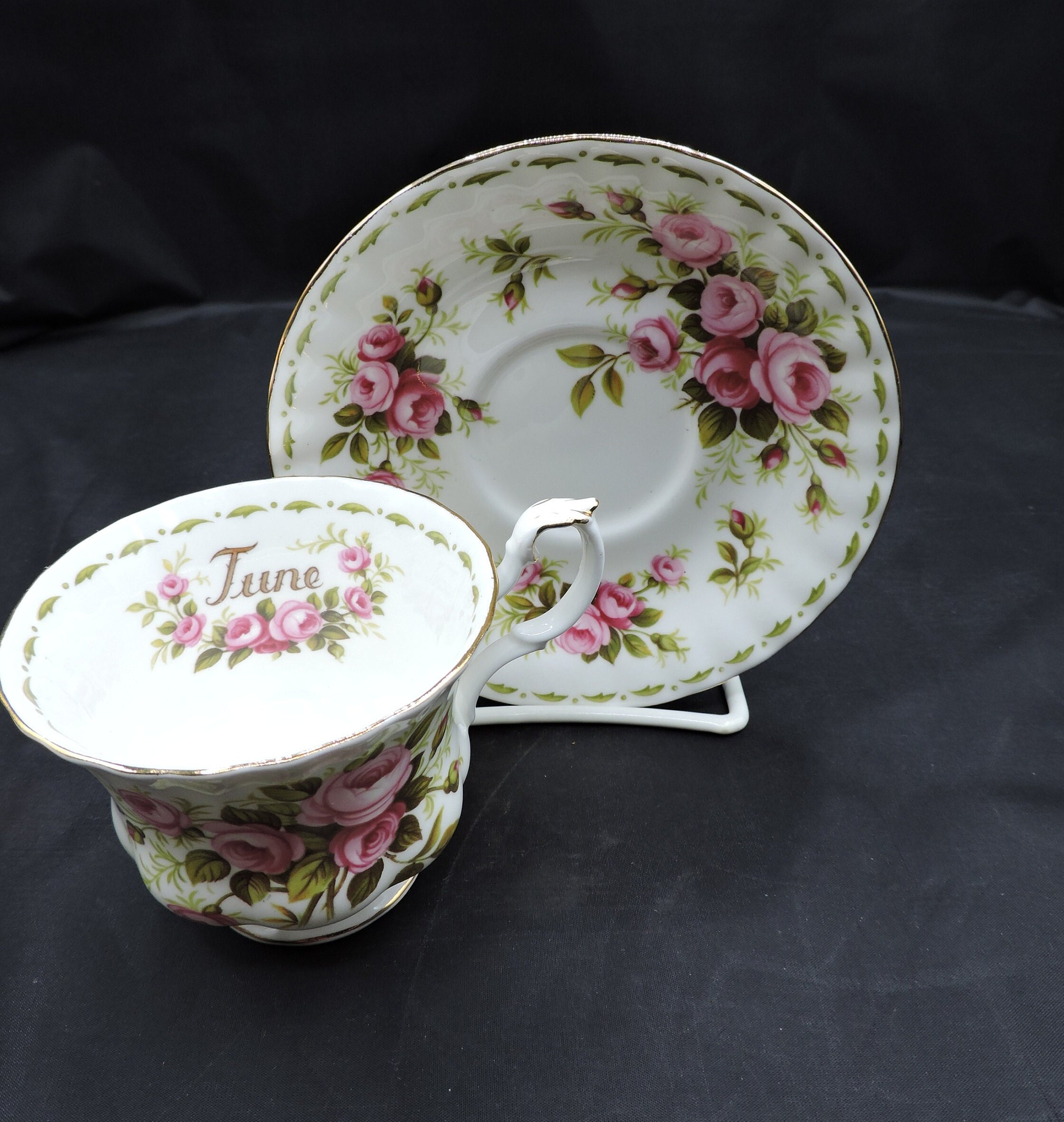Royal Albert June Cup and Saucer Birthday Month Pink Roses - Etsy