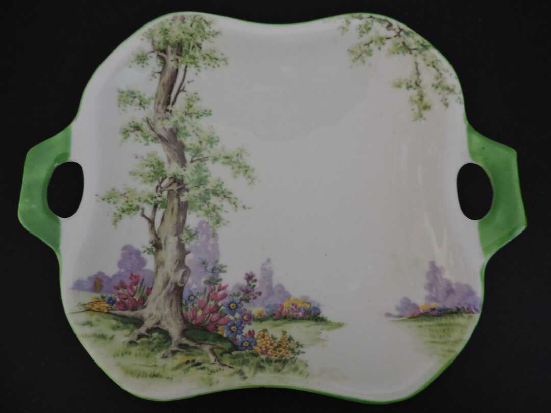 Royal Albert Green Wood Tree Bon Bon Made in England Design Peaceful ...