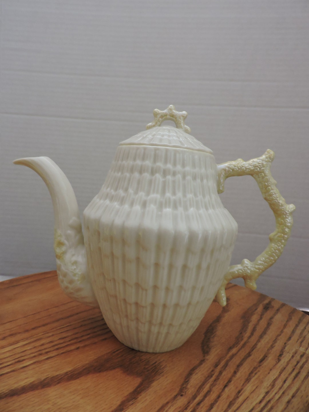 Belleek Coffee Pot Limpet Cobb Lustre Pattern Shell Large Serving Pot ...