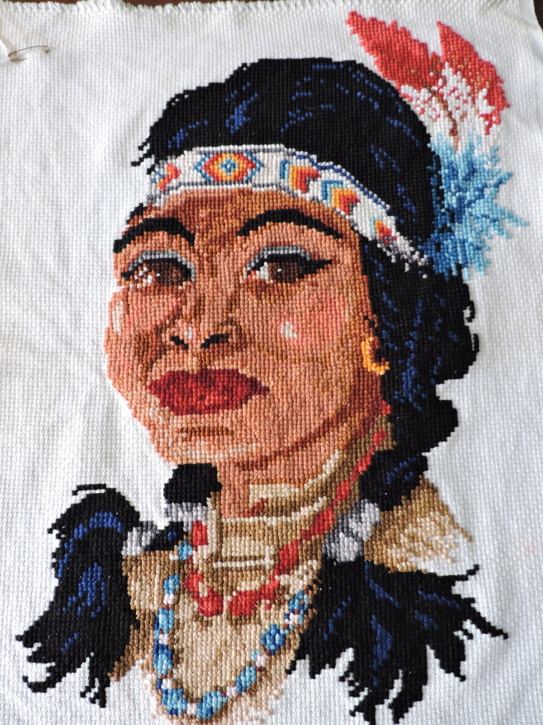 American Native Indigenous Woman Needlework Complete Design Ready to ...
