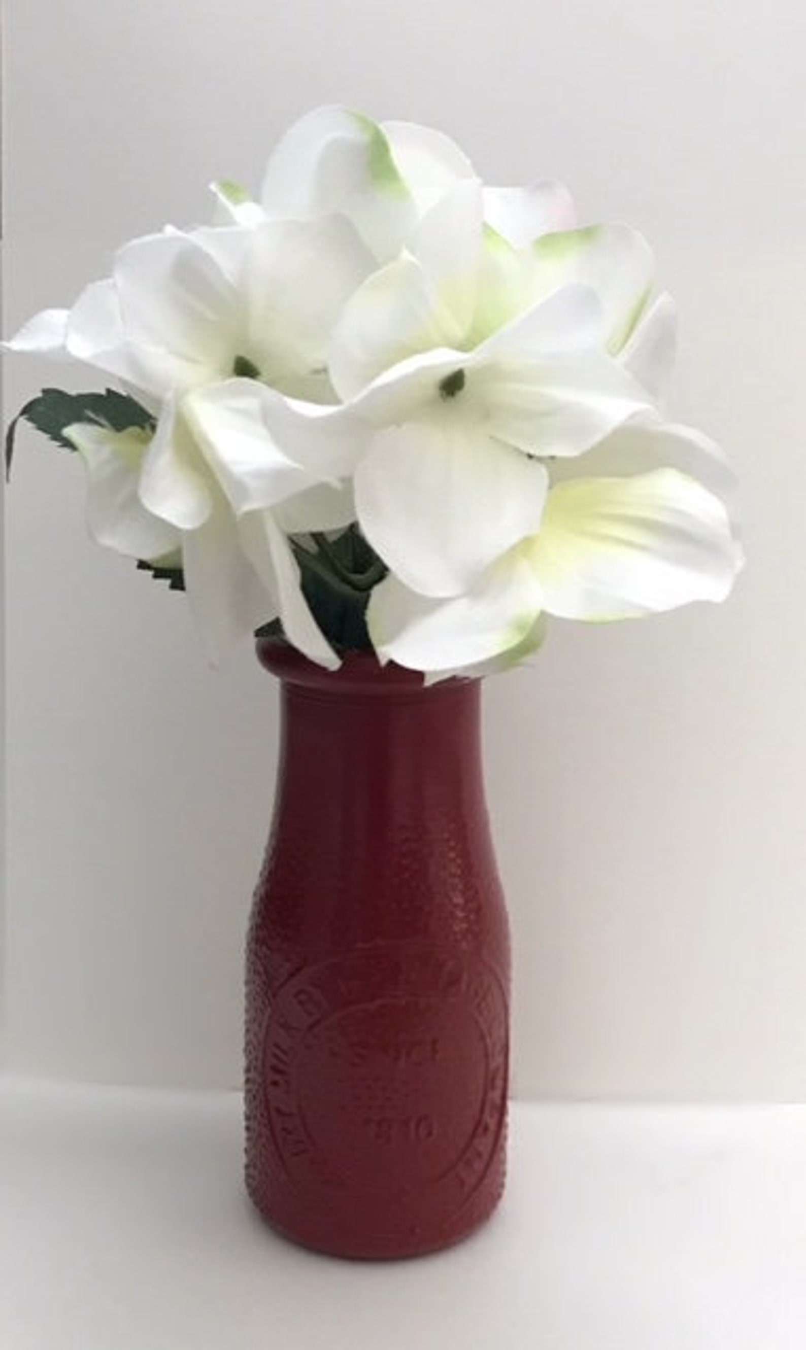 Dark Red Painted Glass Milk Bottle Red Farmhouse Decor - Etsy