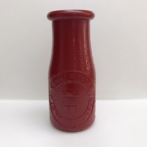 Dark Red Painted Glass Milk Bottle Red Farmhouse Decor - Etsy