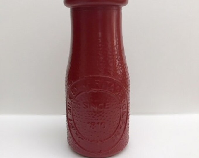 Dark Red Painted Glass Milk Bottle Red Farmhouse Decor | Etsy