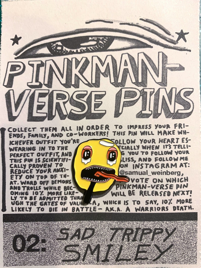 Sad Trippy Smiley Enamel Pin - Etsy