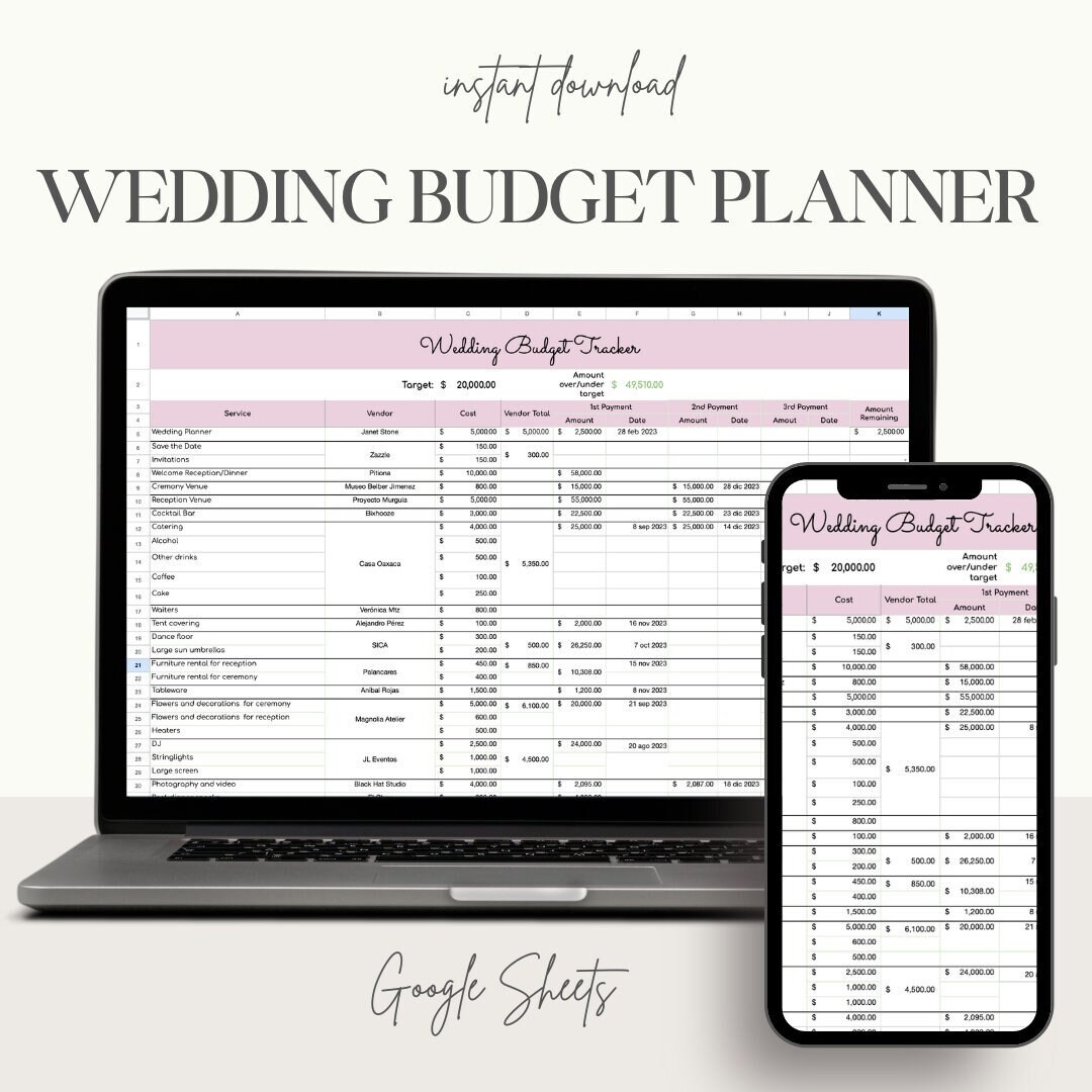 Wedding Budget and Expense Tracker - Etsy