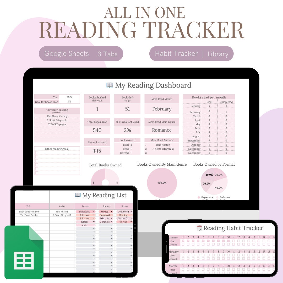 Book Tracker Reading List | Spreadsheet | Log Journal | Personal ...