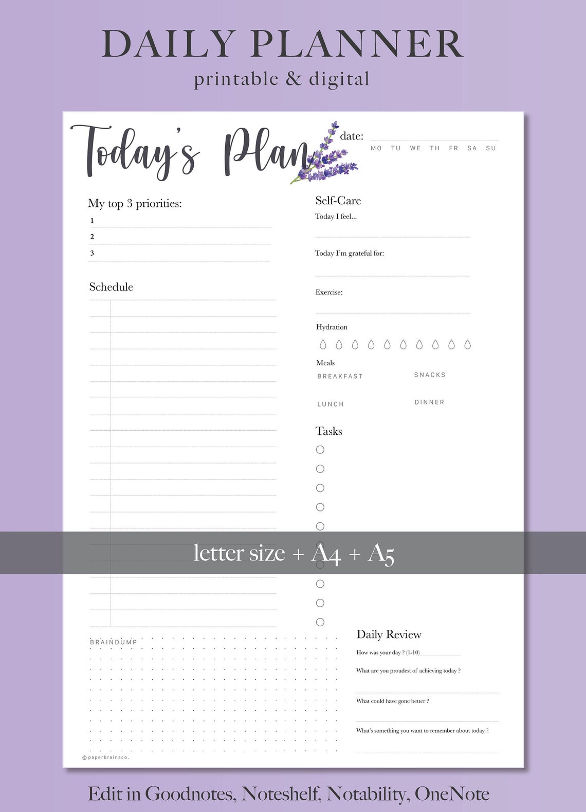 Daily Planner | Adhd-friendly | Printable & Digital - Etsy