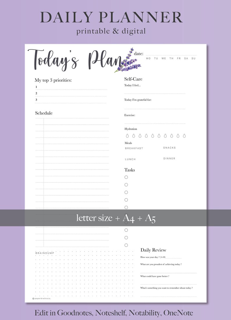 Daily Planner Adhd-friendly Printable & Digital - Etsy