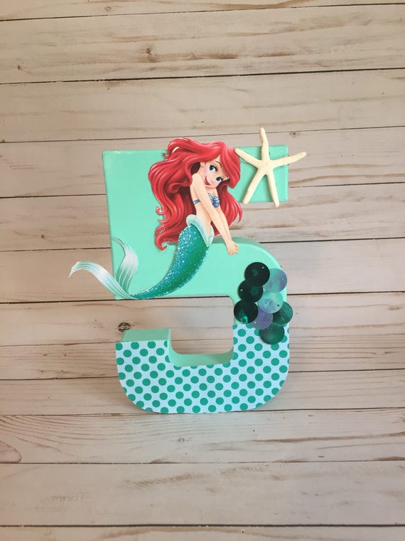 Ariel birthday number Little Mermaid decorated number Little | Etsy