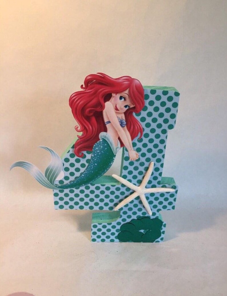 Ariel birthday number Little Mermaid decorated number Little | Etsy