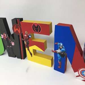 Superhero Avengers Marvel Name Batman Capt America table | Etsy