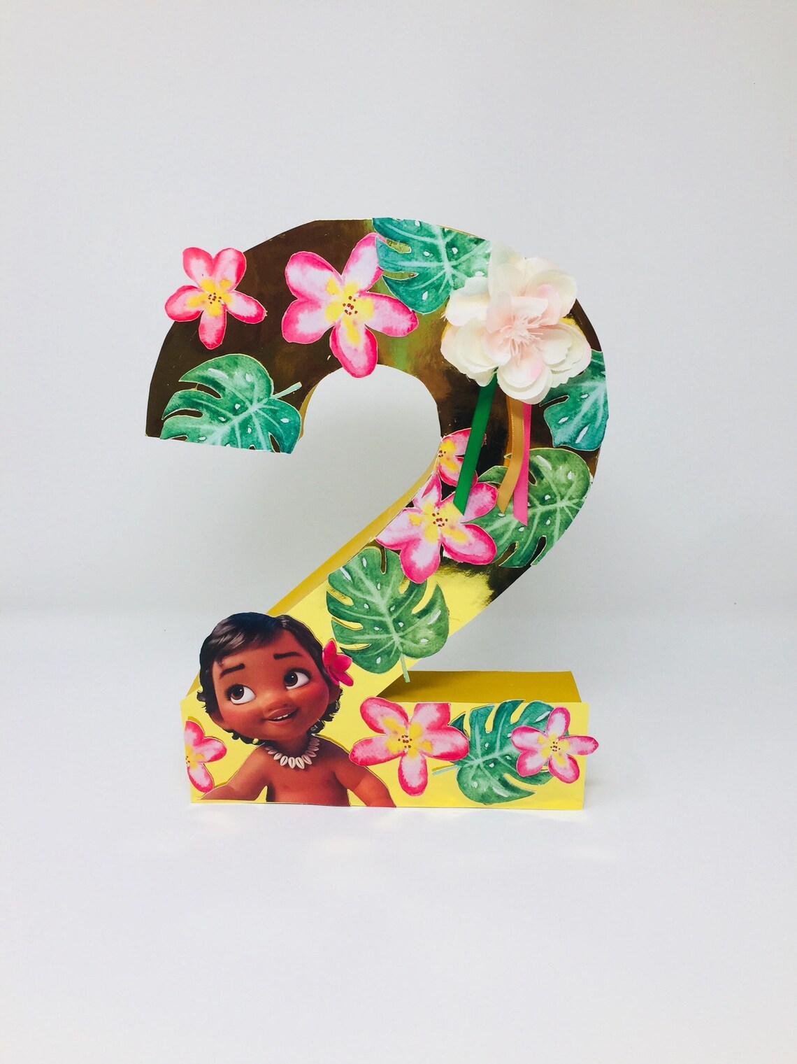 Moana decorated Birthday number with foil paper and flower | Etsy
