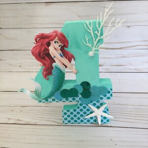 Ariel Birthday Number, Little Mermaid Decorated Number, Little Mermaid ...