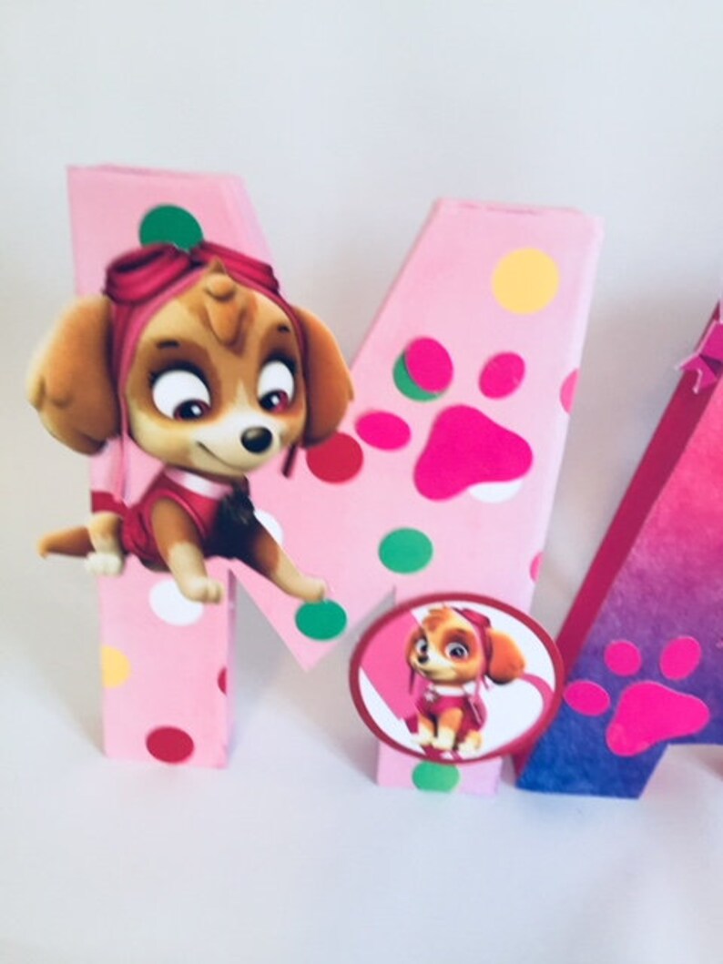 Skye Paw Patrol decorated Name Letters for birthday Paw | Etsy