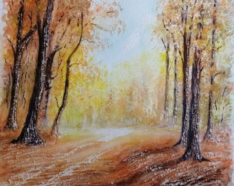 Autumn Forest Gouache Original Painting, Gouache Painting, Landscape ...
