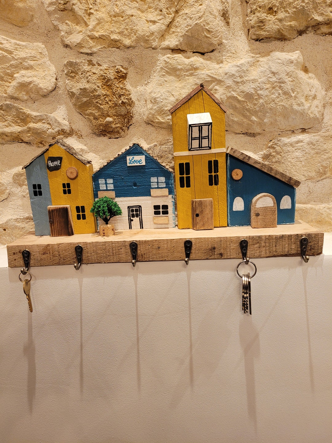 Etagère murale porte clefs/support Clé/étagère bois recyclé/support ...