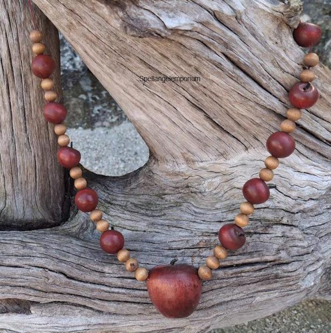 Chango Wood Apple Bead Blessed Necklace ~ Collar De Chango Con Cuentas ...