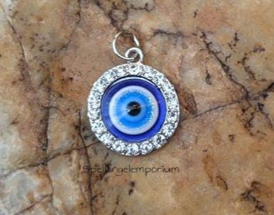 Evil Eye Blessed Silver Tone Pendant ~ Colgante De Ojo Platiado ...