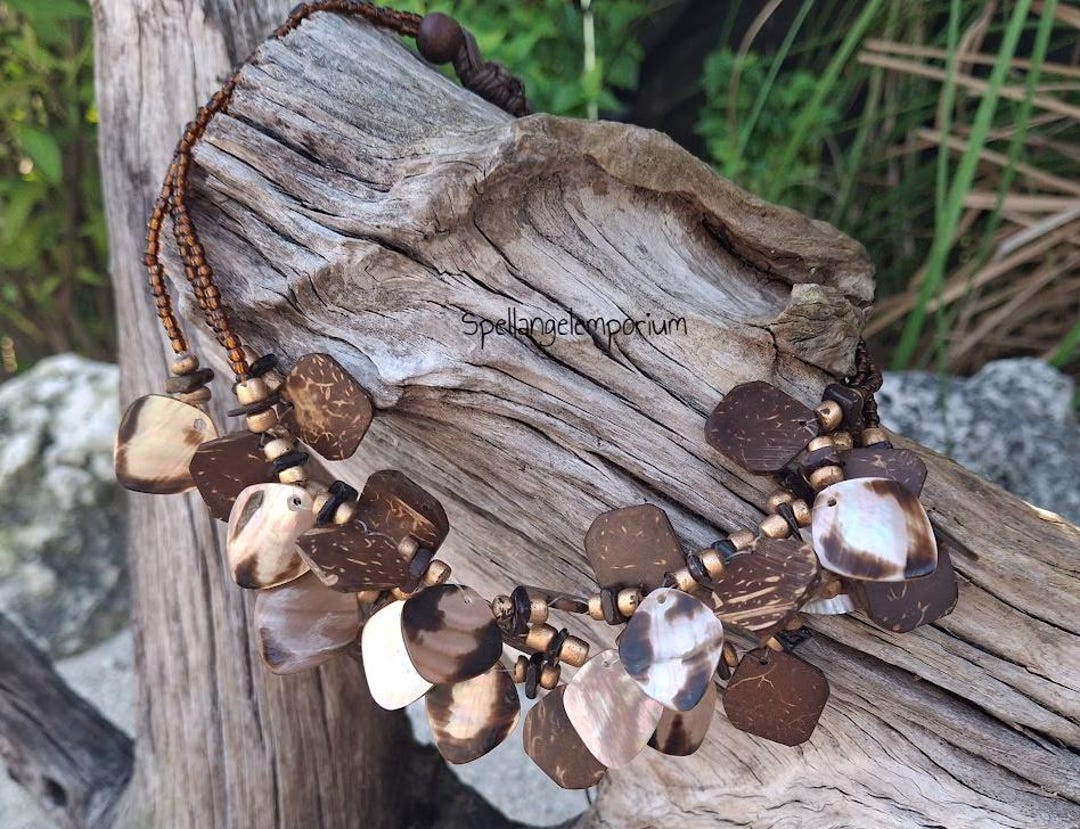 Chango Coconut Shell and Mother of Pearl Adjustable Blessed Necklace ...