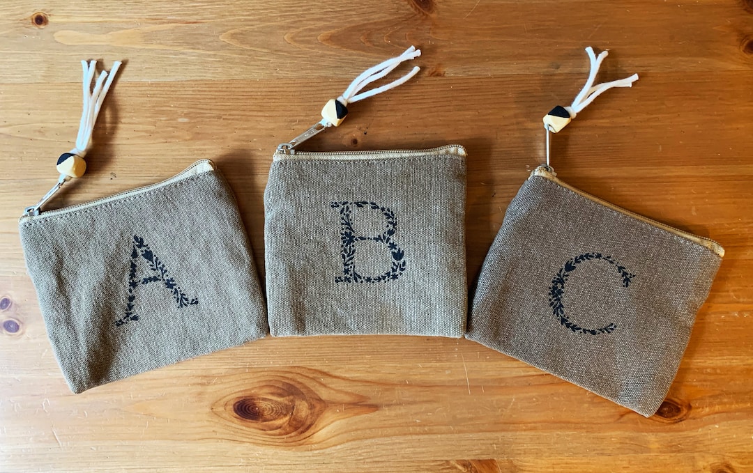 Mini Monogram Pouch - 5.5"x4.5, Rustic, Coin Purse, Travel Bag ...
