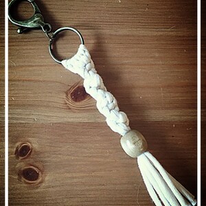 Twisted Macrame Keychain, Beaded Keyring, Antique Bronze Bag Clasp ...