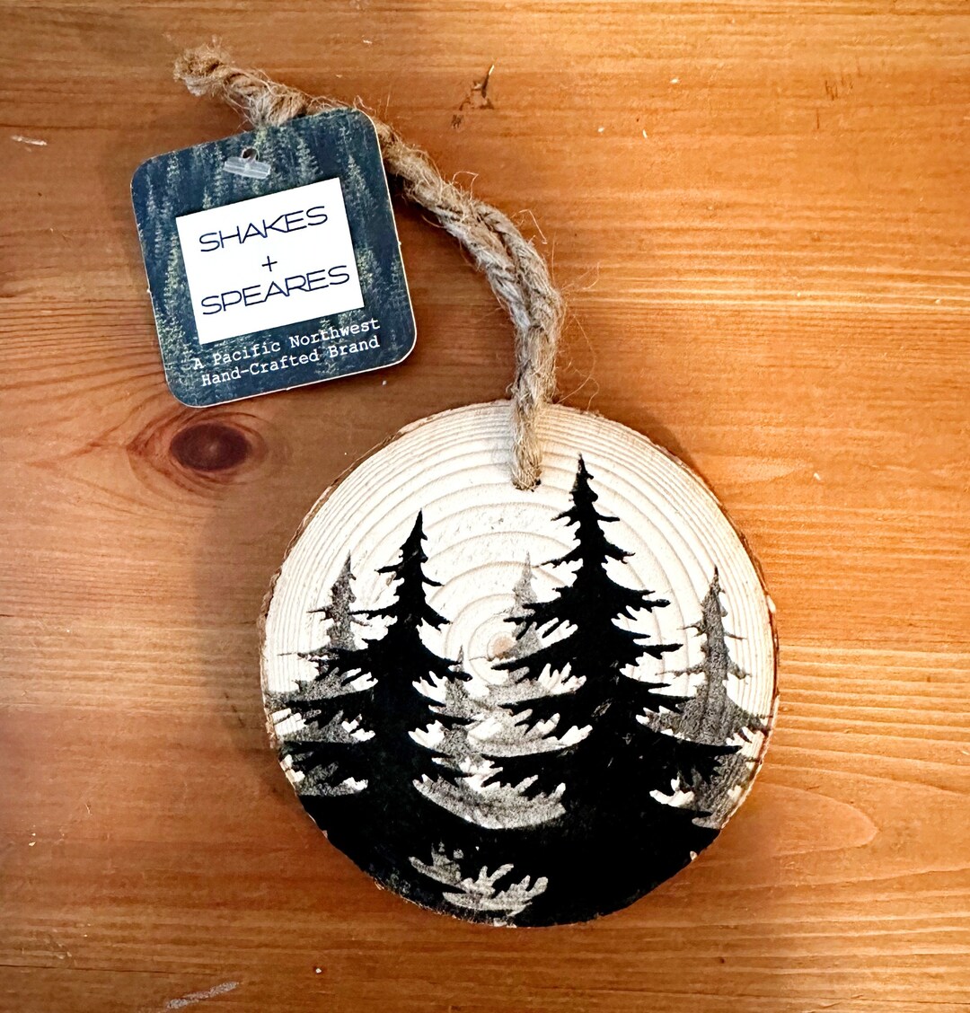 Hand Painted Wood Ornament, Trees, Raw Wood, PNW, Pacific Northwest ...