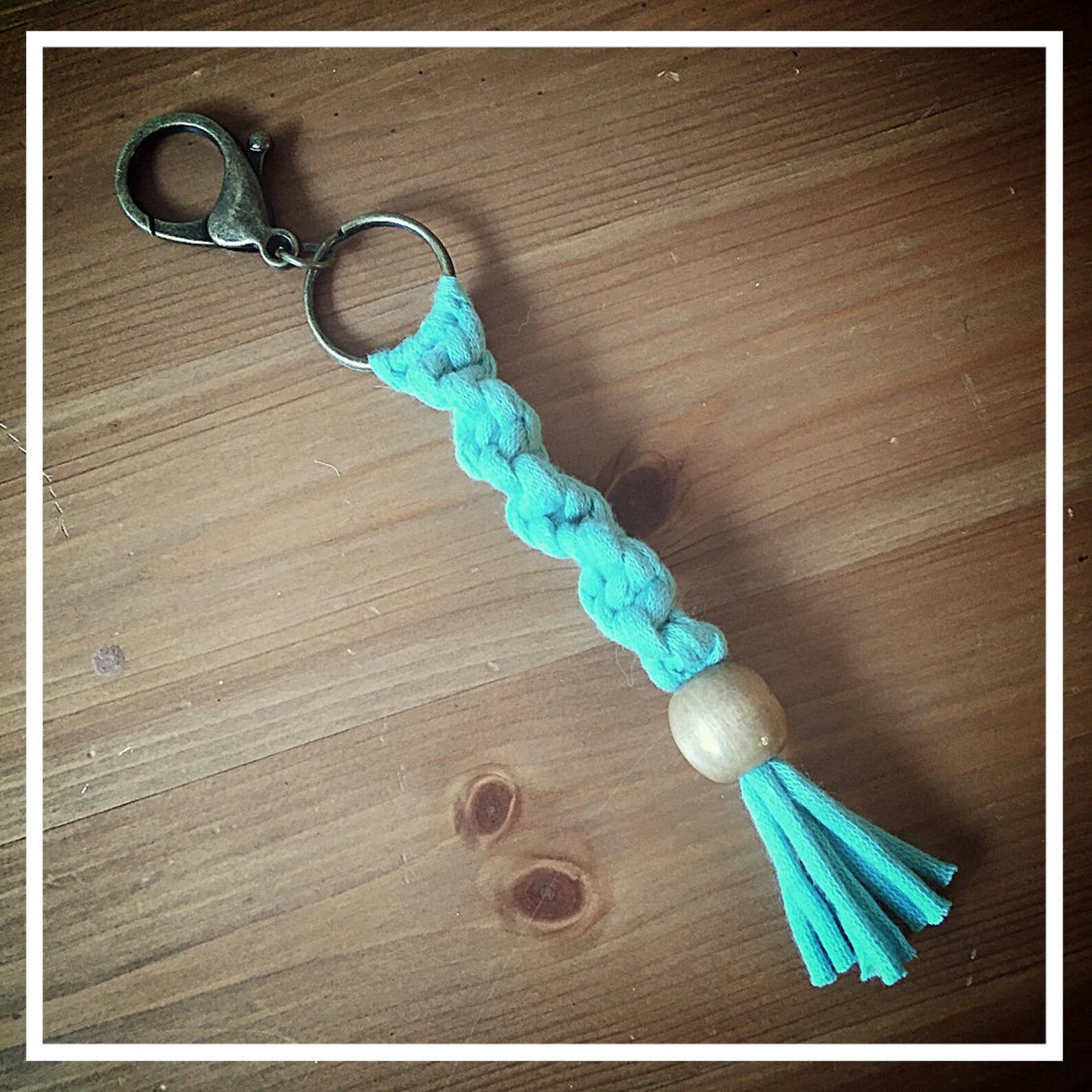 Twisted Macrame KeyChain Beaded Keyring Antique Bronze Bag | Etsy