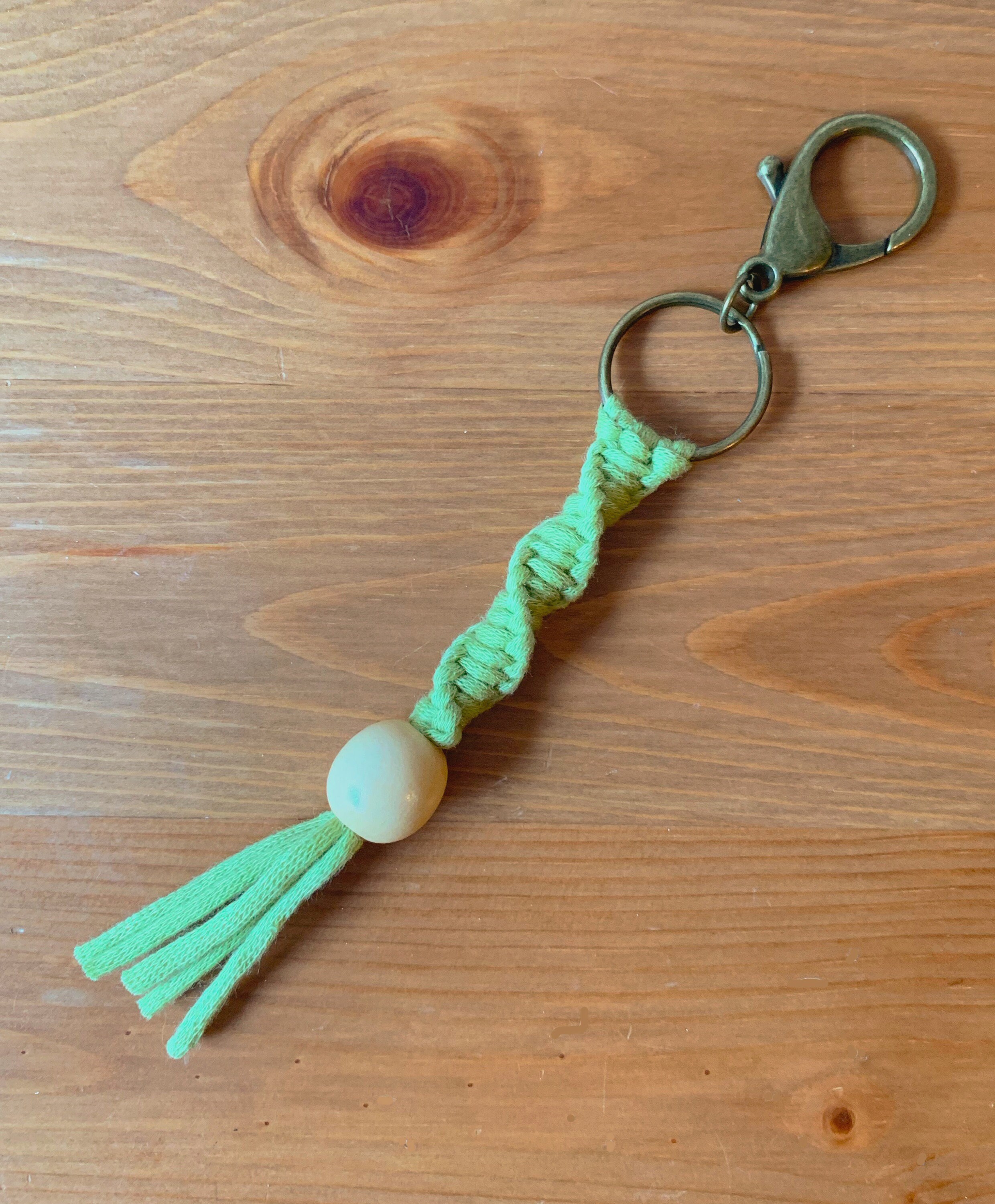 Twisted Macrame KeyChain Beaded Keyring Antique Bronze Bag | Etsy