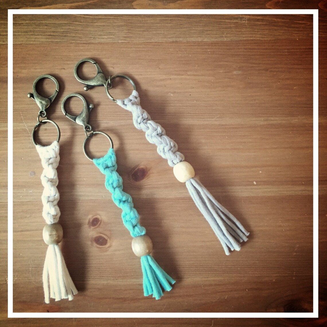 Twisted Macrame KeyChain Beaded Keyring Antique Bronze Bag | Etsy