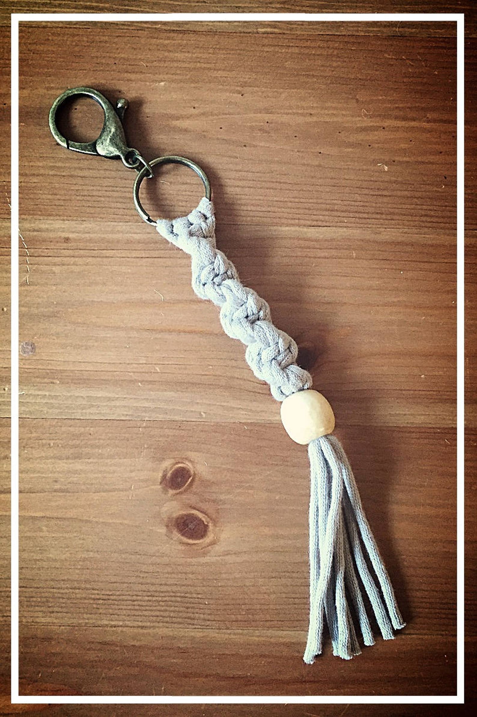 Twisted Macrame KeyChain Beaded Keyring Antique Bronze Bag | Etsy