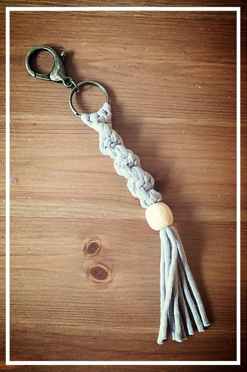 Twisted Macrame KeyChain Beaded Keyring Antique Bronze Bag | Etsy