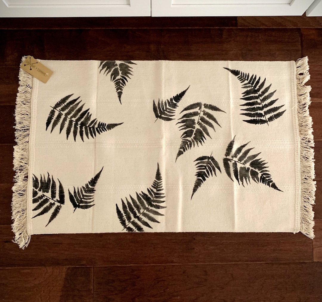 Salish Indoor Rug - Ferns, 1' 10"x2' 9", Natural White, Door Mat ...
