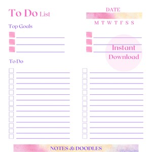 Editable to Do List: Printable Task Tracker, Planner Page, Instant ...
