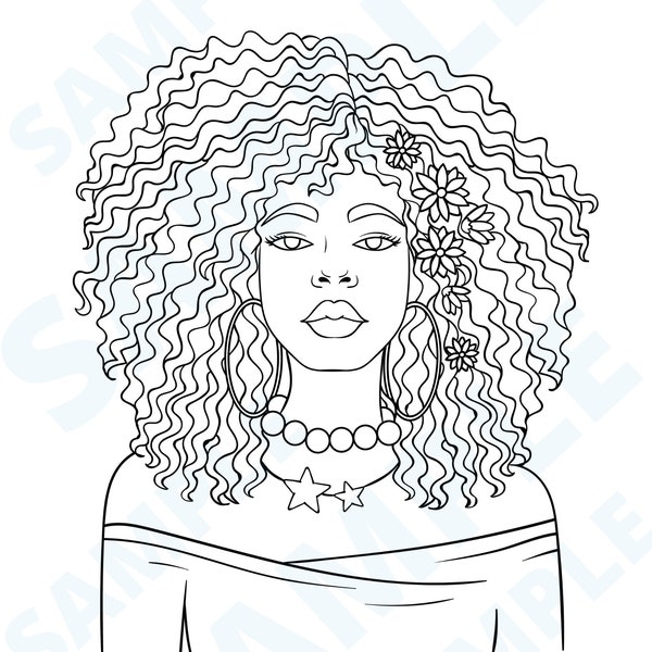 Melanin Girl Coloring Page - Etsy